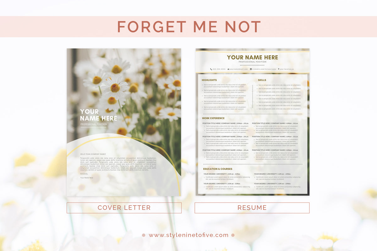 FORGET ME NOT - Application Package – Style Nine to Five
